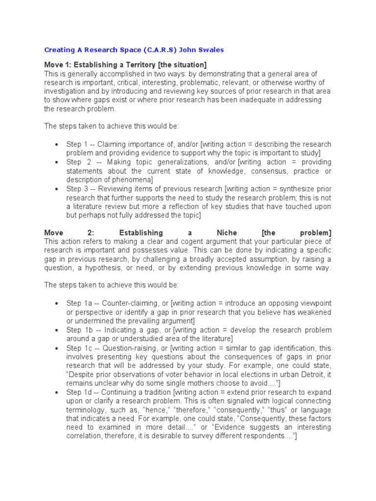 Creating A Research Space | PDF | Question | Argument