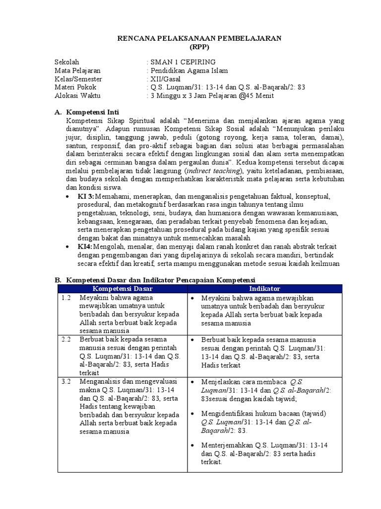 XII. RPP 2 Beribadah Dan Bersyukur | PDF | Agama & Spiritualitas