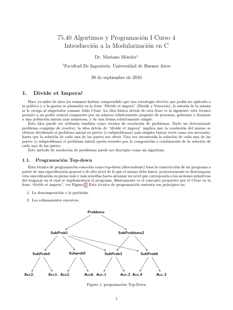 Introducción A La Modularización en C PDF | PDF | Programación de ...