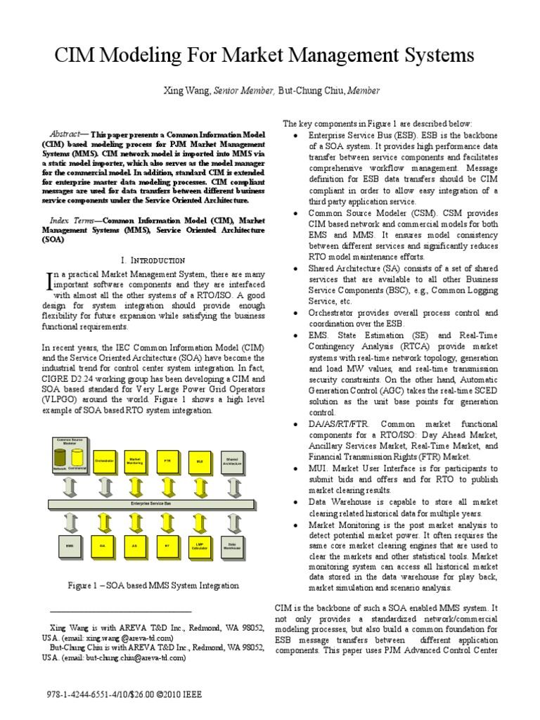 CIM Modeling For Market Management Systems | PDF | Service Oriented ...