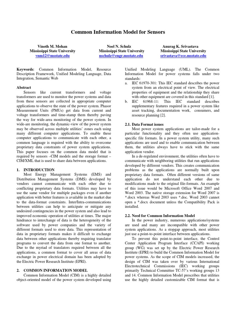 Common Information Model For Sensors | PDF | Class (Computer Programming) | Xml