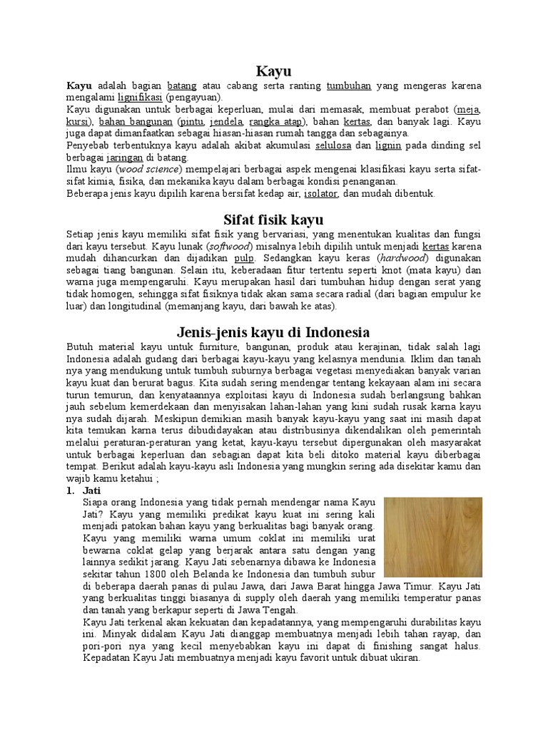 Jenis-Jenis Kayu Berkualitas di Indonesia | PDF | Seni & Disiplin ...