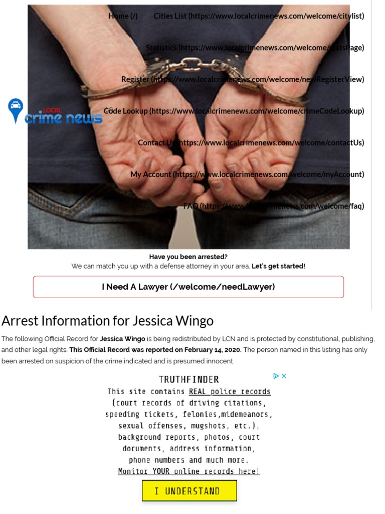 Jessica Wingo Arrest | PDF | Arrest | Deviance (Sociology)