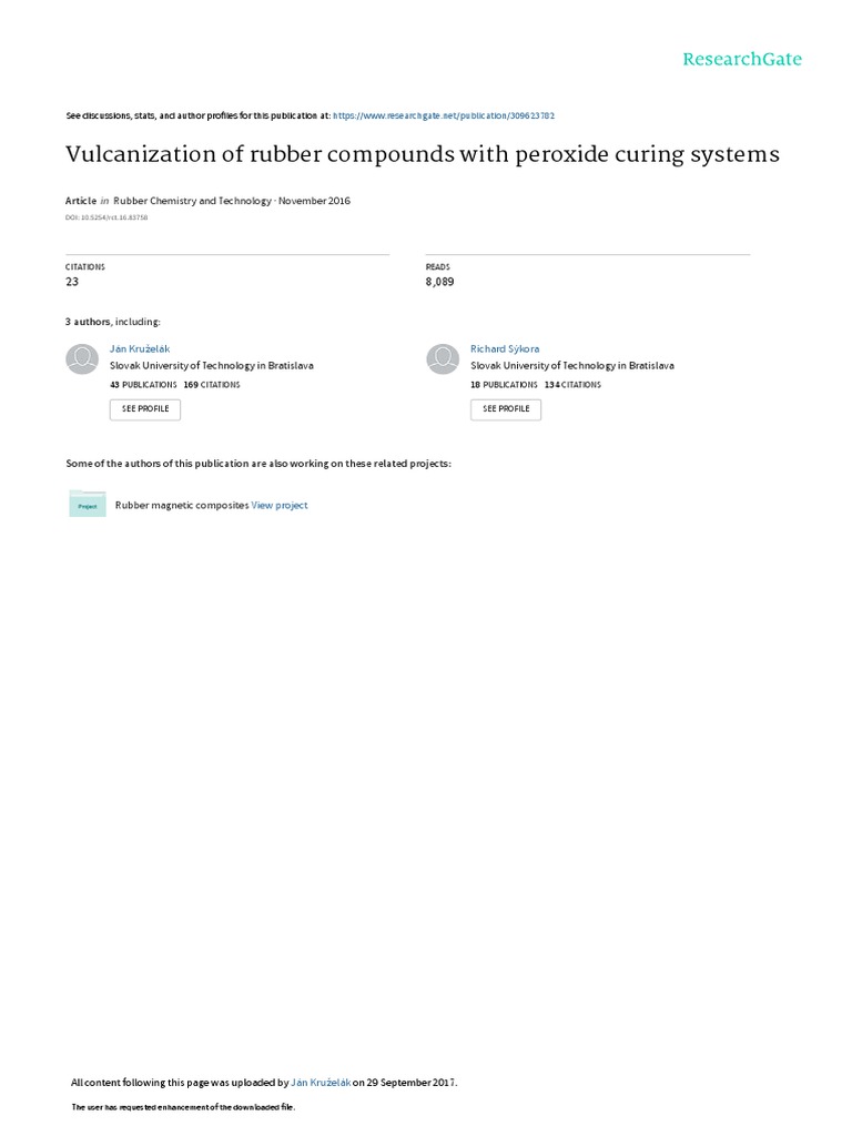 Peroxide Vulcanization Guide | PDF | Elastomer | Cross Link