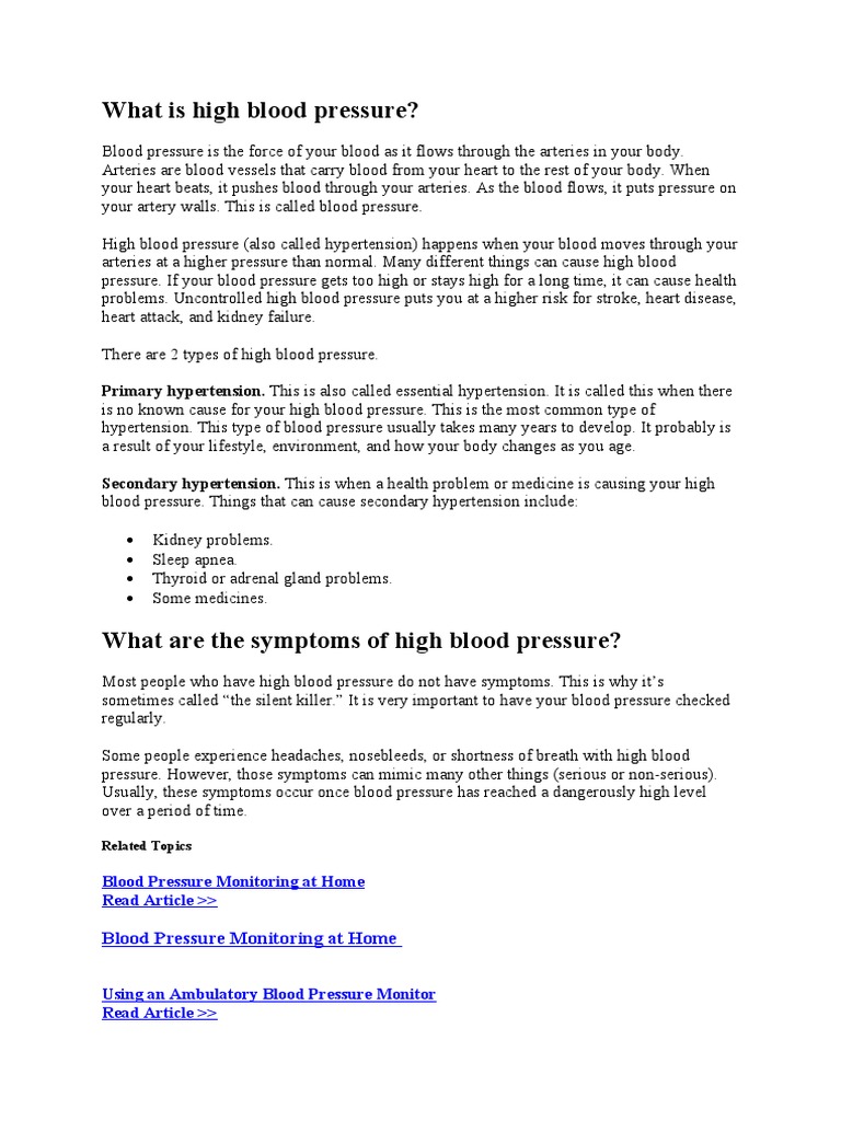Understanding High Blood Pressure Types | PDF | Hypertension | Blood ...