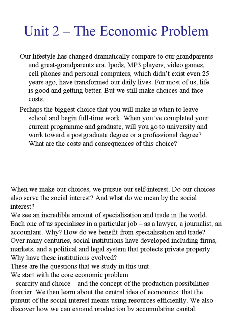 Unit 2 - The Economic Problem | PDF | Market (Economics) | Business