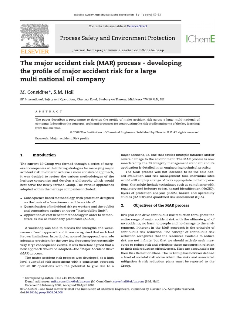 The Major Accident Risk (MAR) Process | PDF | Risk | Risk Management