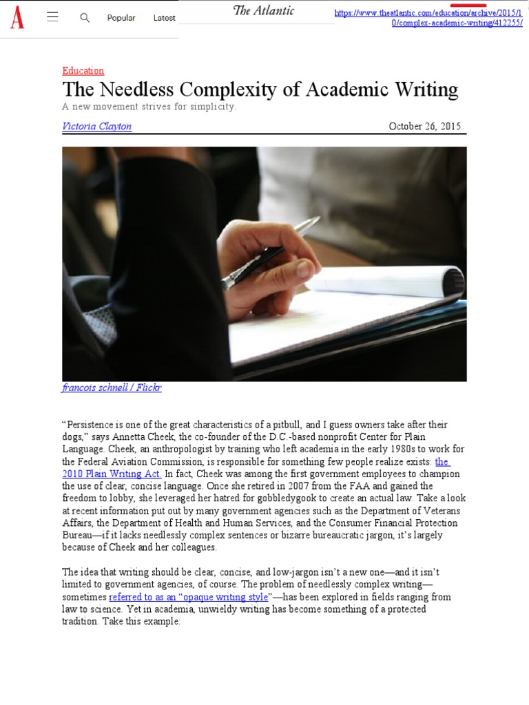 The Needless Complexity of Academic Writing | PDF | Plain Language | Expert