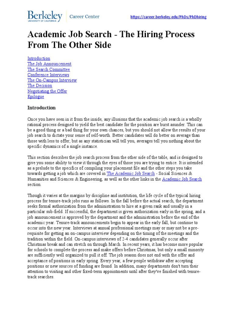 Academic Job Search | PDF | Reason | Negotiation