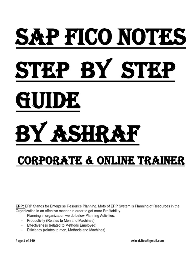 Sap Fico Notes Step by Step Guide by Ashraf: Corporate & Online Trainer ...