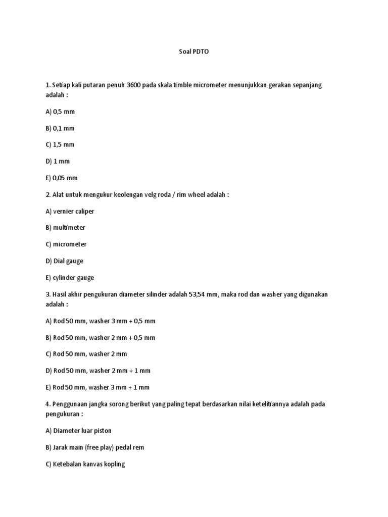 Soal PDTO | PDF