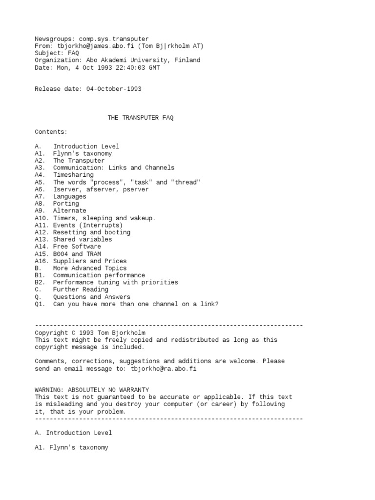 1993 Transputer Faq | PDF | Booting | Input/Output