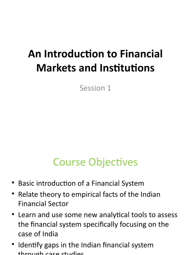 Session 1 An Introduction To Financial Markets and Institutions | PDF ...