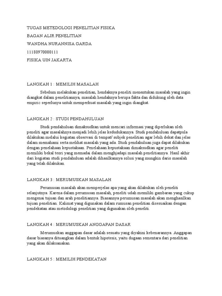 Bagan Arus Penelitian Fisika, Wandha Nurannisa Garda 11180970000111 | PDF
