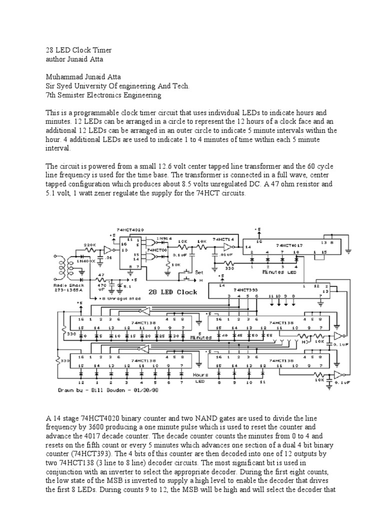 28 Led Clock Timer | PDF | Logic Gate | Electrical Circuits