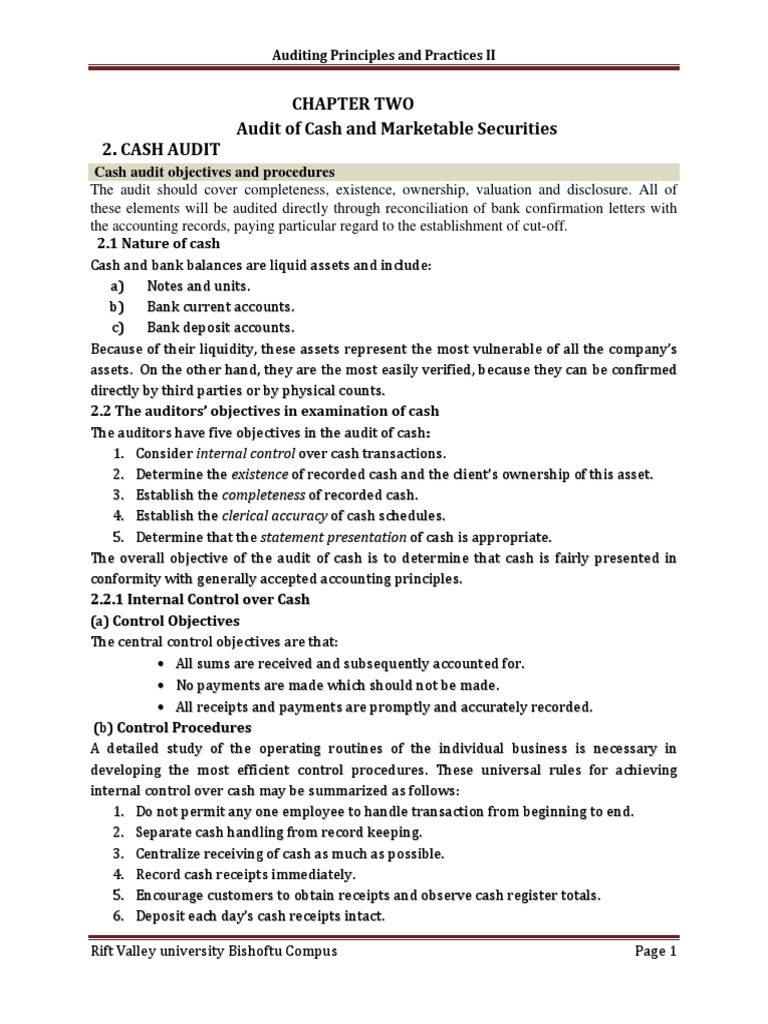 Chapter 2 Audit Cash PDF | PDF | Audit | Cheque