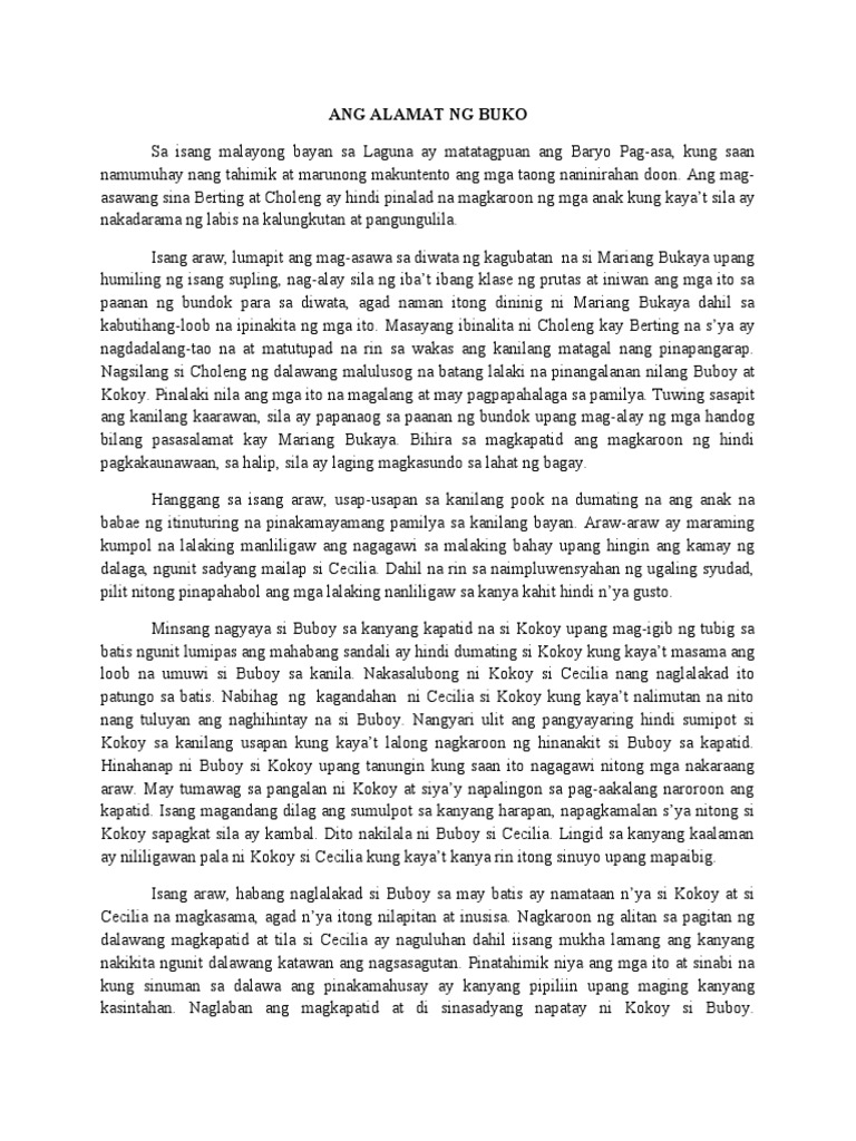 Ang Alamat NG Buko | PDF