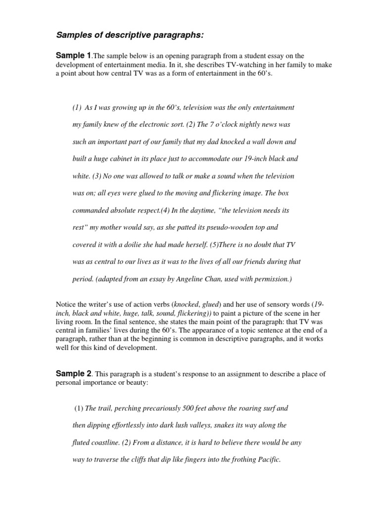 Samples Descriptive Paragraphs | PDF | Nature