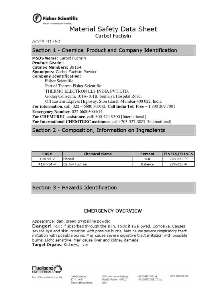 Carbol-Fuchsin Biol Stain Powder | PDF | Personal Protective Equipment ...