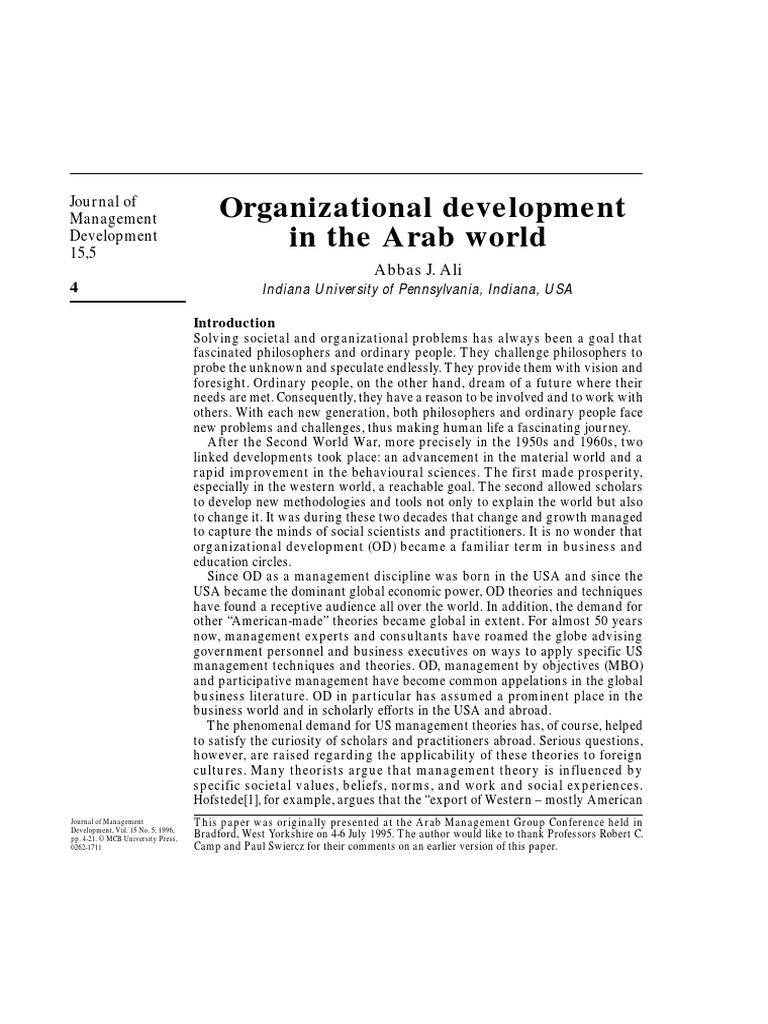 Organizational Development in The Arab World: Journal of Management ...