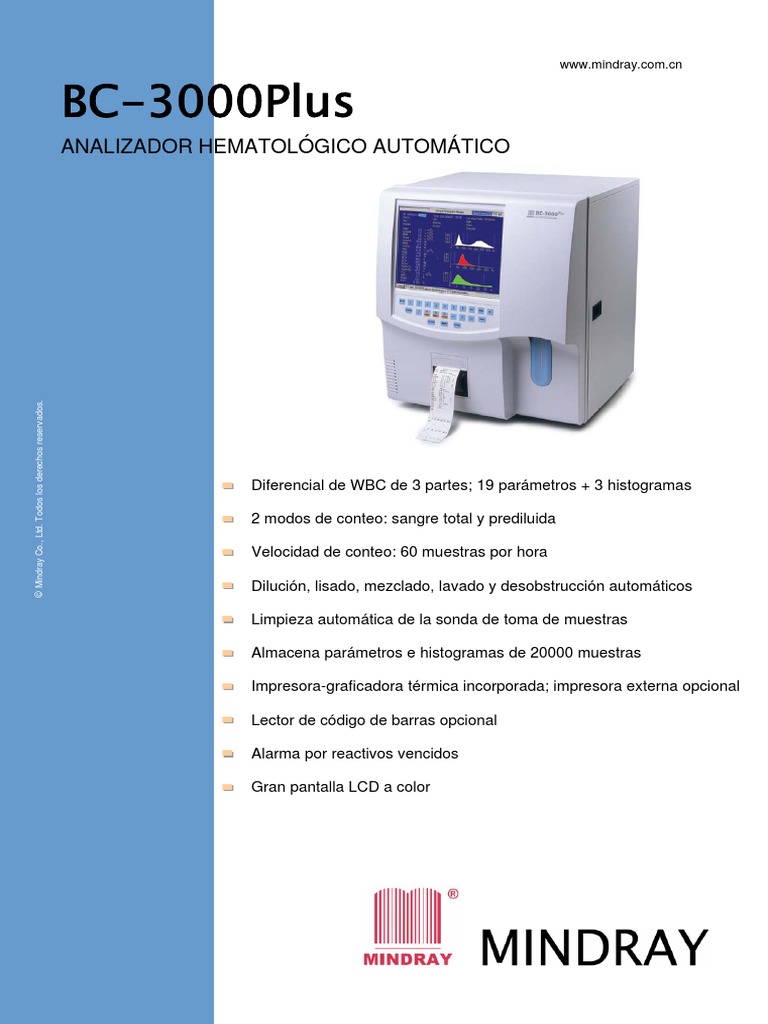 MINDRAY - BC-3000 Plus Analizador Automático | PDF | Tecnología de ...