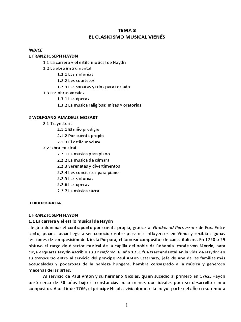 Clasicismo Musical Vienés | PDF | Wolfgang Amadeus Mozart | Cuarteto de cuerda