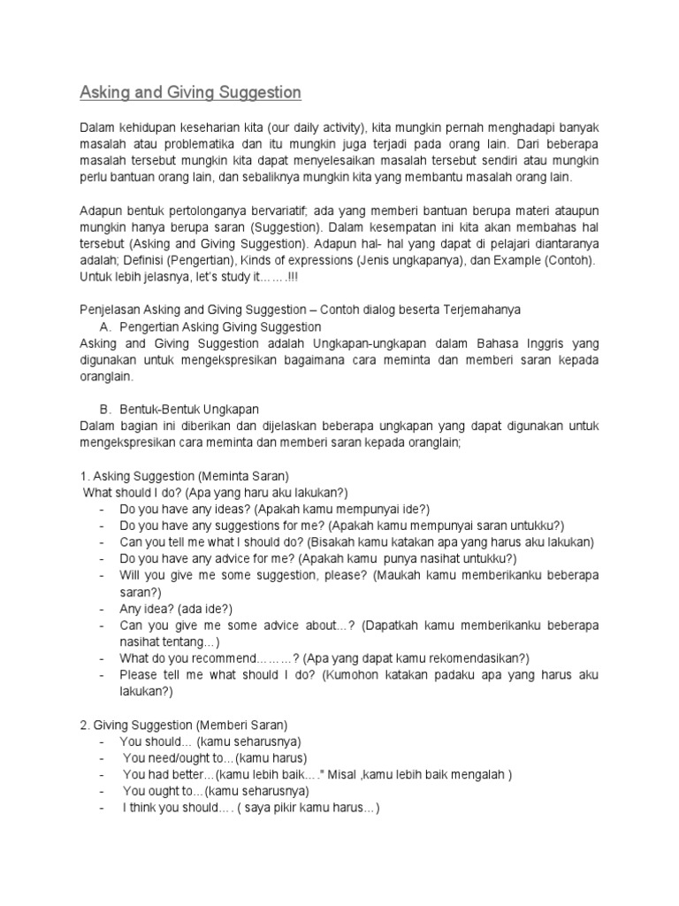 Asking and Giving Suggestion | PDF