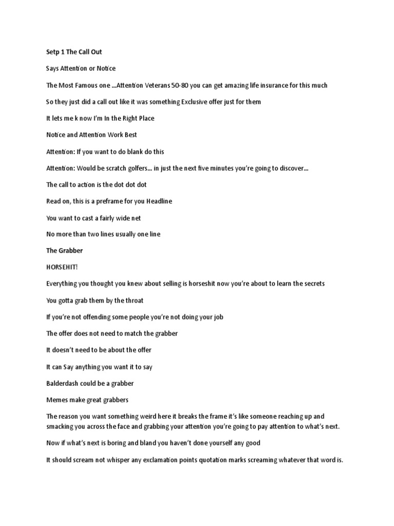 Setp 1 The Call Out | PDF