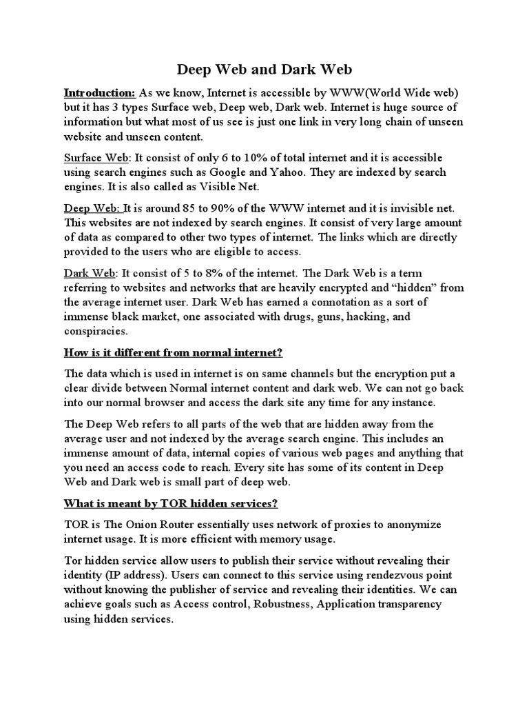 Deep Web and Dark Web | PDF | Tor (Anonymity Network) | World Wide Web