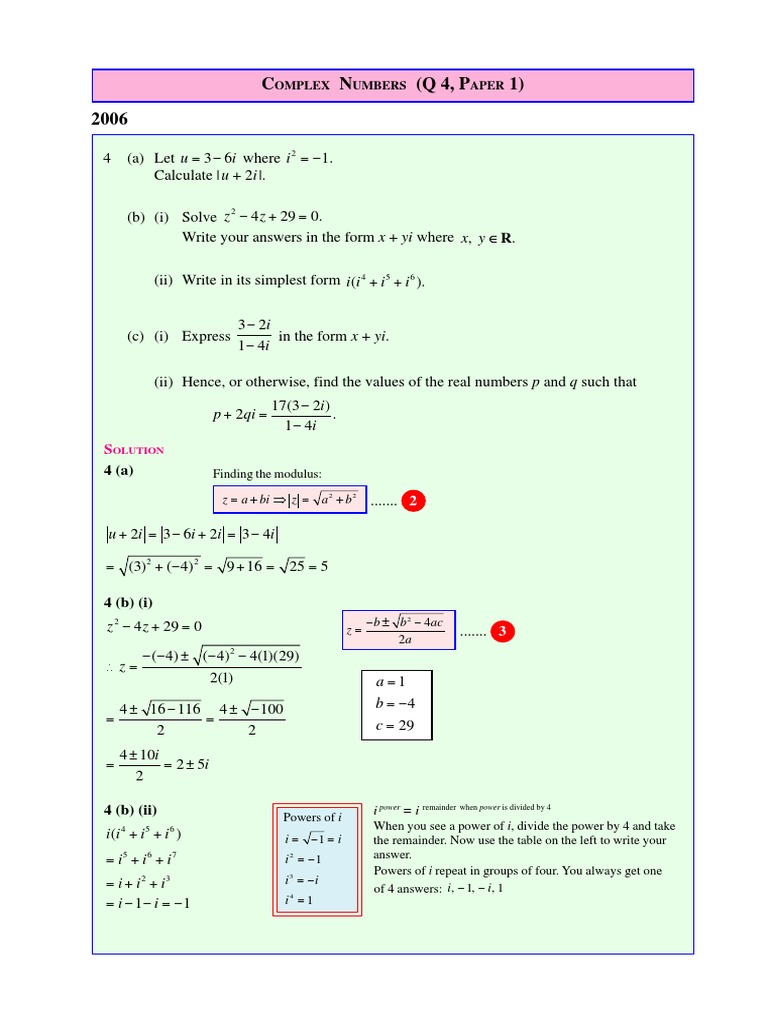 C N (Q 4, P 1) 2006: Omplex Umbers Aper | PDF | Complex Number | Equations