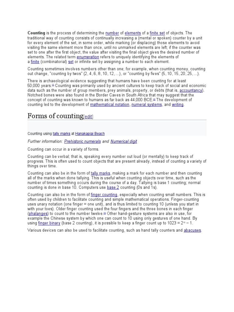 Forms of Counting: Number Elements Finite Set | PDF | Notation ...
