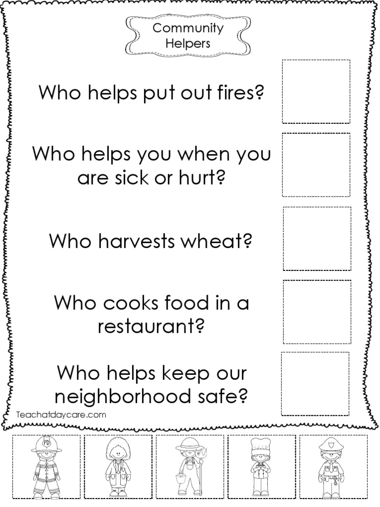 Answer The Question Worksheets Community Helpers | PDF
