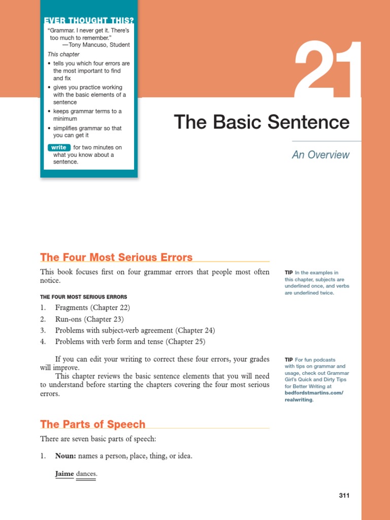 The Basic Sentence An Overview | PDF | Part Of Speech | Adverb