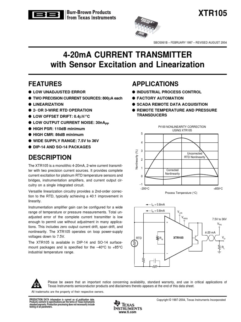OMP AMP xtr105 | PDF | Amplifier | Electrostatic Discharge
