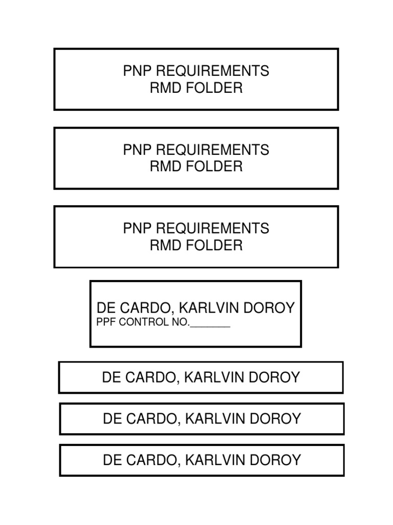 PNP Requirements RMD Folder: PPF CONTROL NO. | PDF
