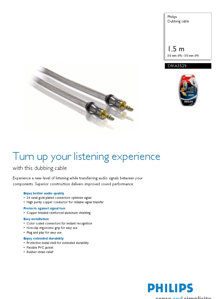 Philips Dub Cable | PDF | Coaxial Cable | Electrical Connector