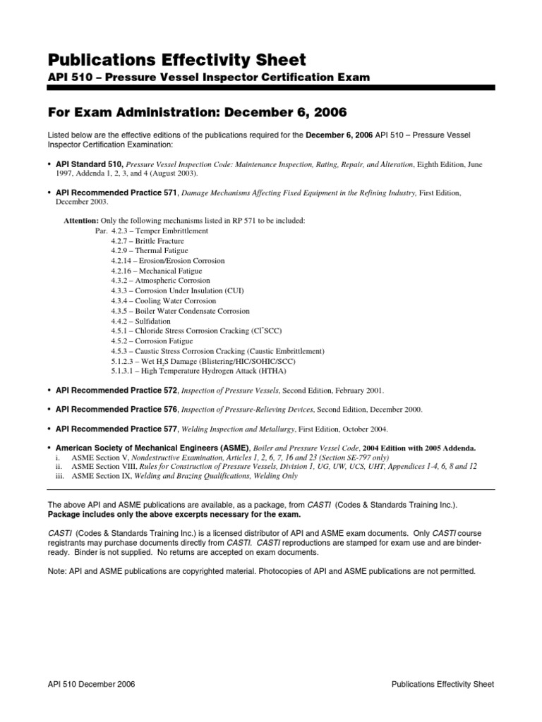 Publications Effectivity Sheet: For Exam Administration: December 6 ...