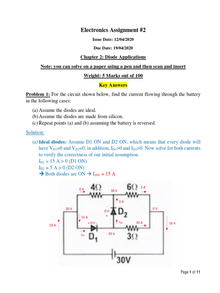 Electronics Assignment #2 - Key PDF | PDF | Rectifier | Diode