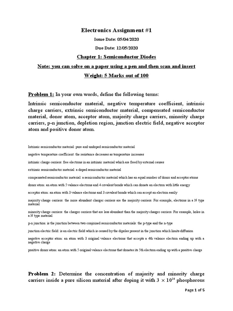 Electronics Assignment #1-Khairi-Saleh | PDF | P–N Junction ...