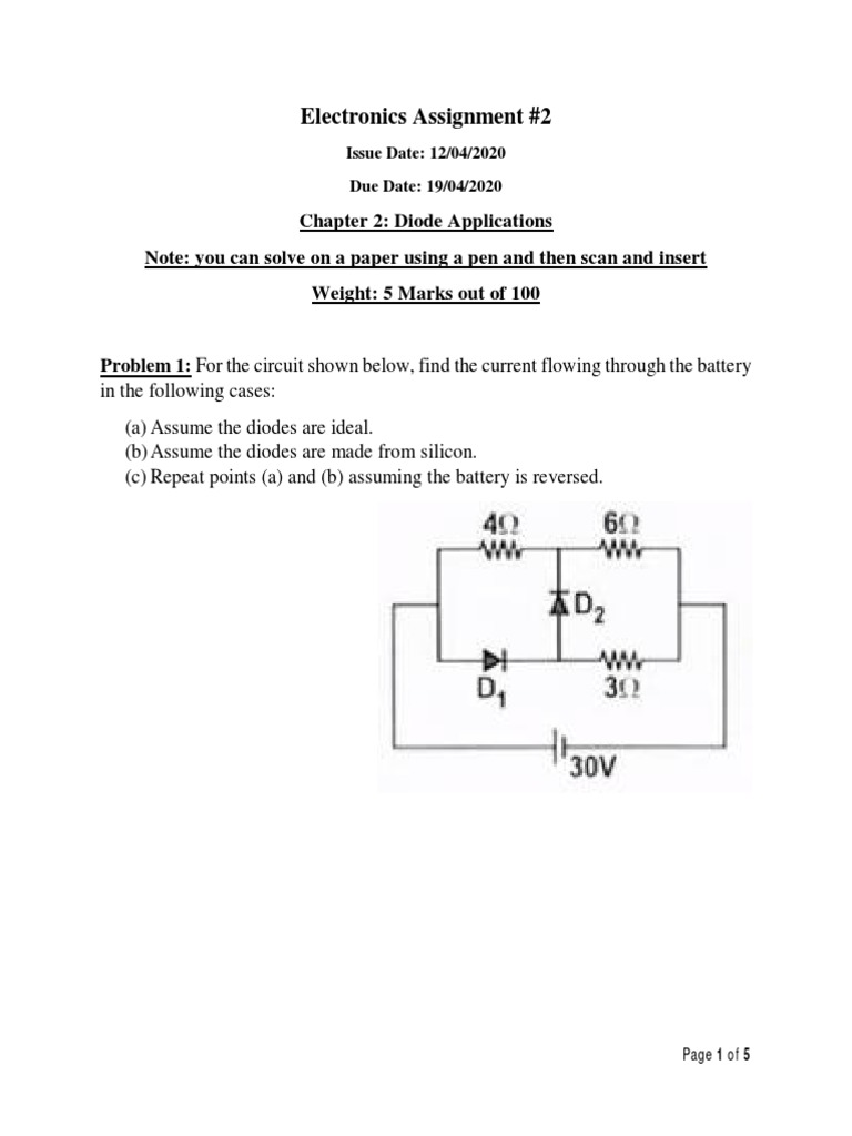 Electronics Assignment #2 2 PDF | PDF | Diode | Rectifier
