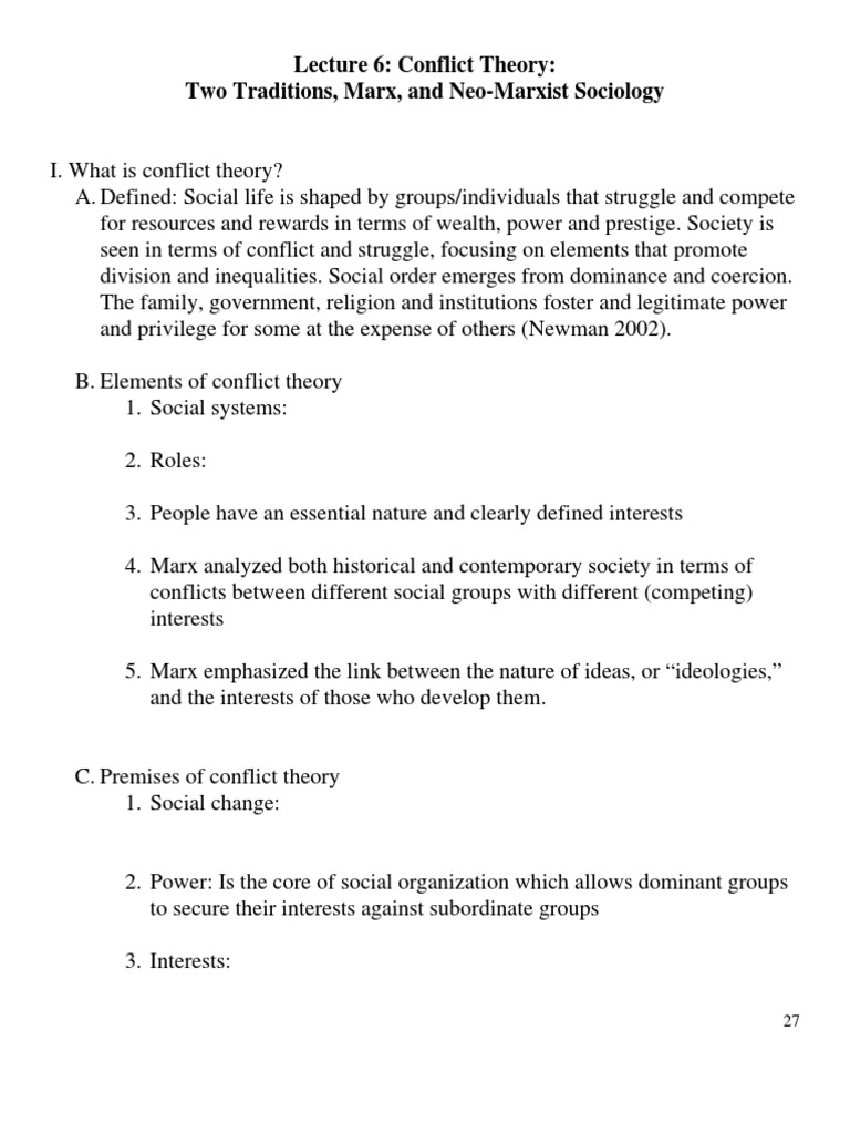 Lecture 6 Conflict Theory, Marx and NeoMarxist ON FAMILY | PDF ...