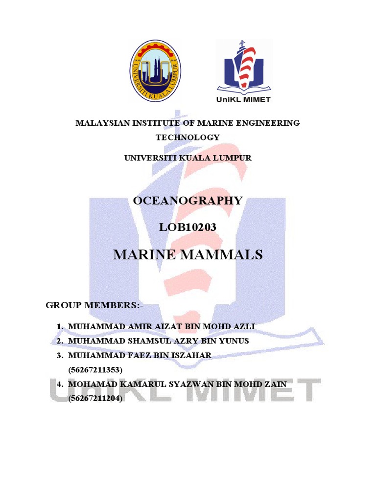 Marine Mammals: Oceanography LOB10203 | PDF | Pinniped | Whales