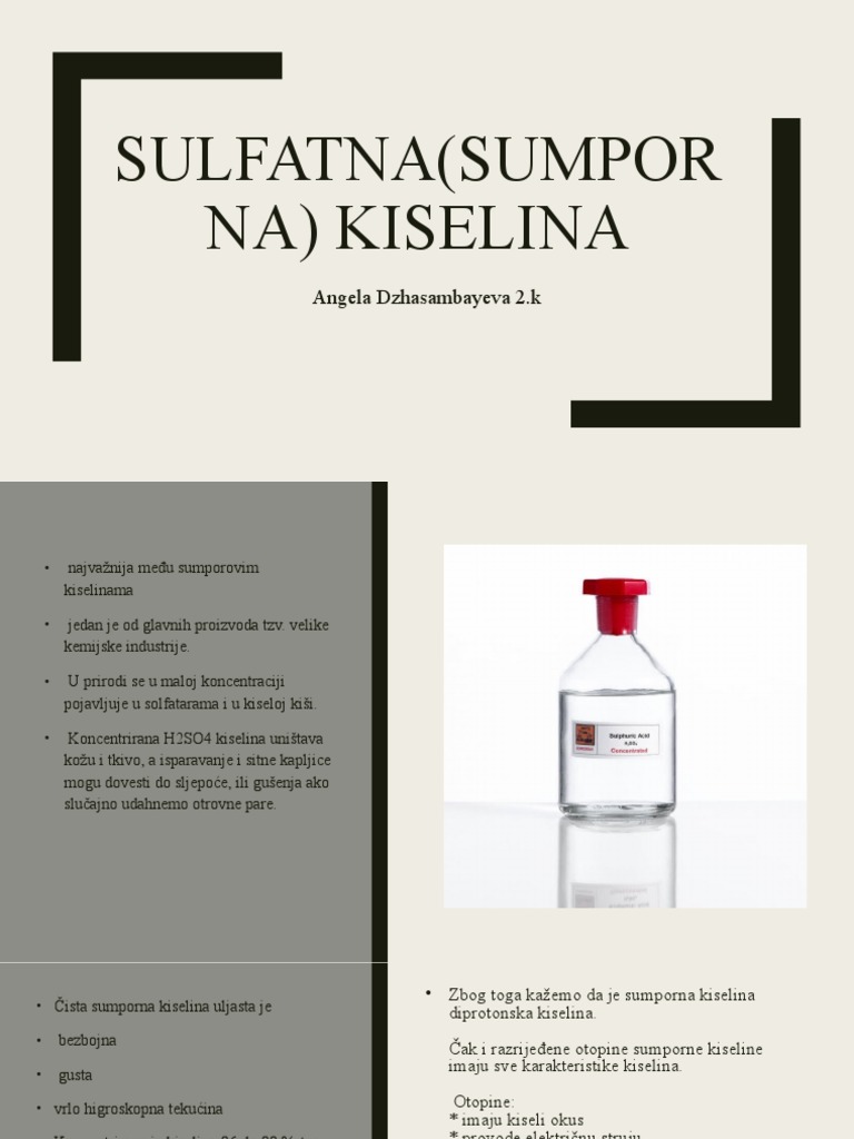 Sulfatna (Sumporna) Kiselina | PDF