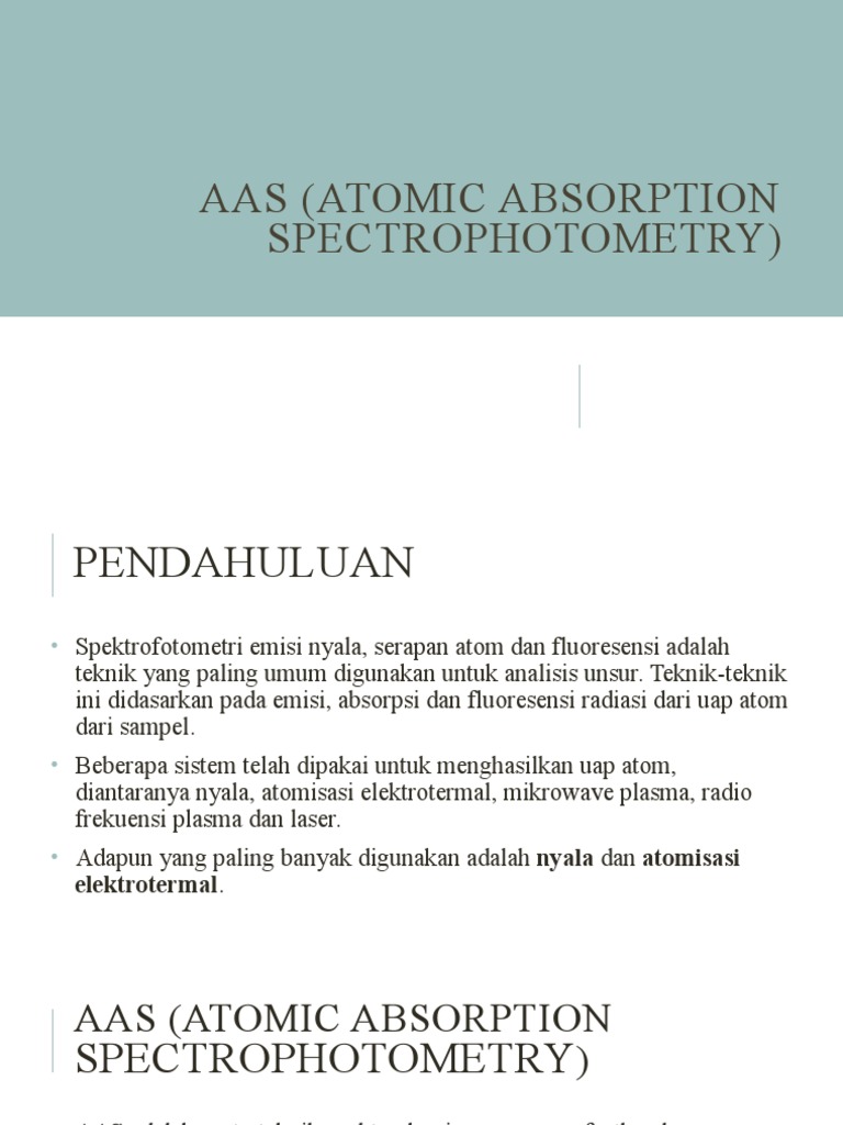 Aas (Atomic Absorption Spectrophotometry) | PDF