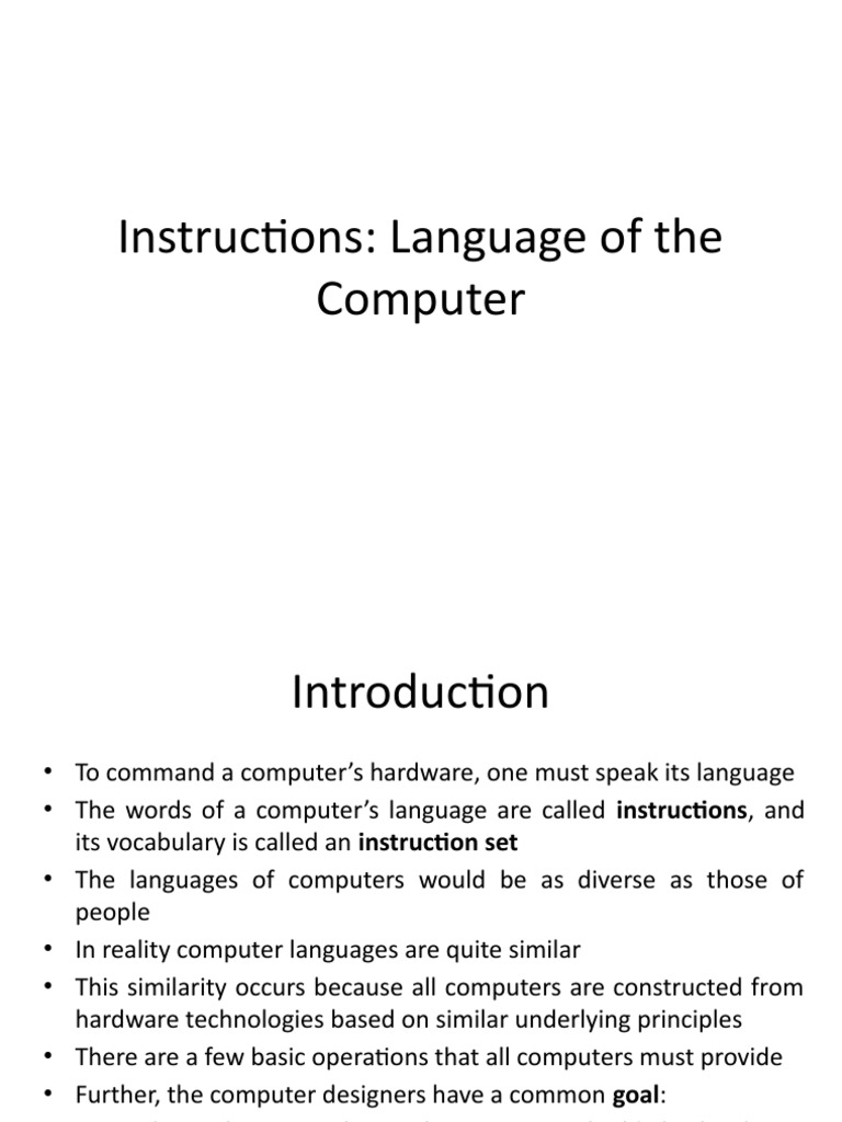 L1 - Instructions - Intro - Operations - Operands of The Computer | PDF ...
