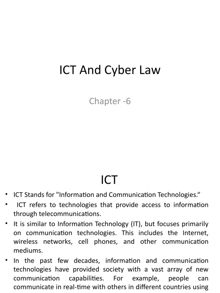 Ict And Cyber Law Chapter 6 Pdf Cybercrime Intellectual Property