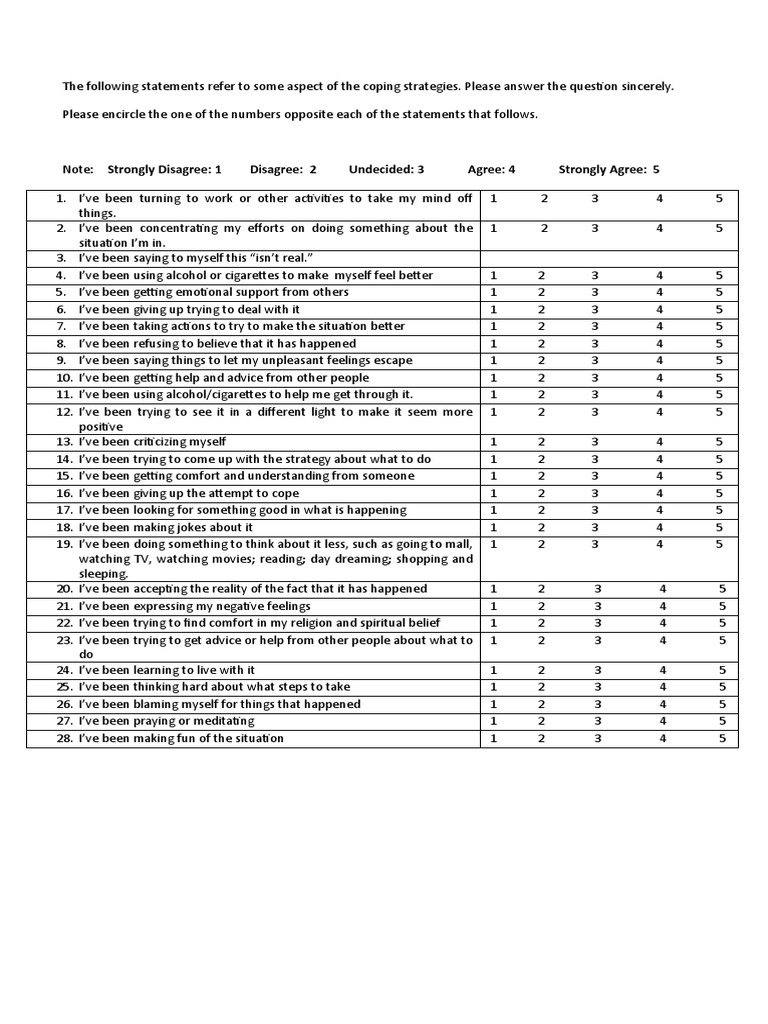 Assessing Coping Strategies: A Survey of Responses to Difficult ...