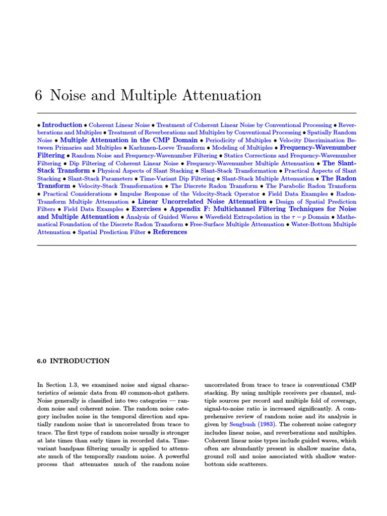 6 Noise and Multiple Attenuation PDF | PDF | Reflection Seismology ...