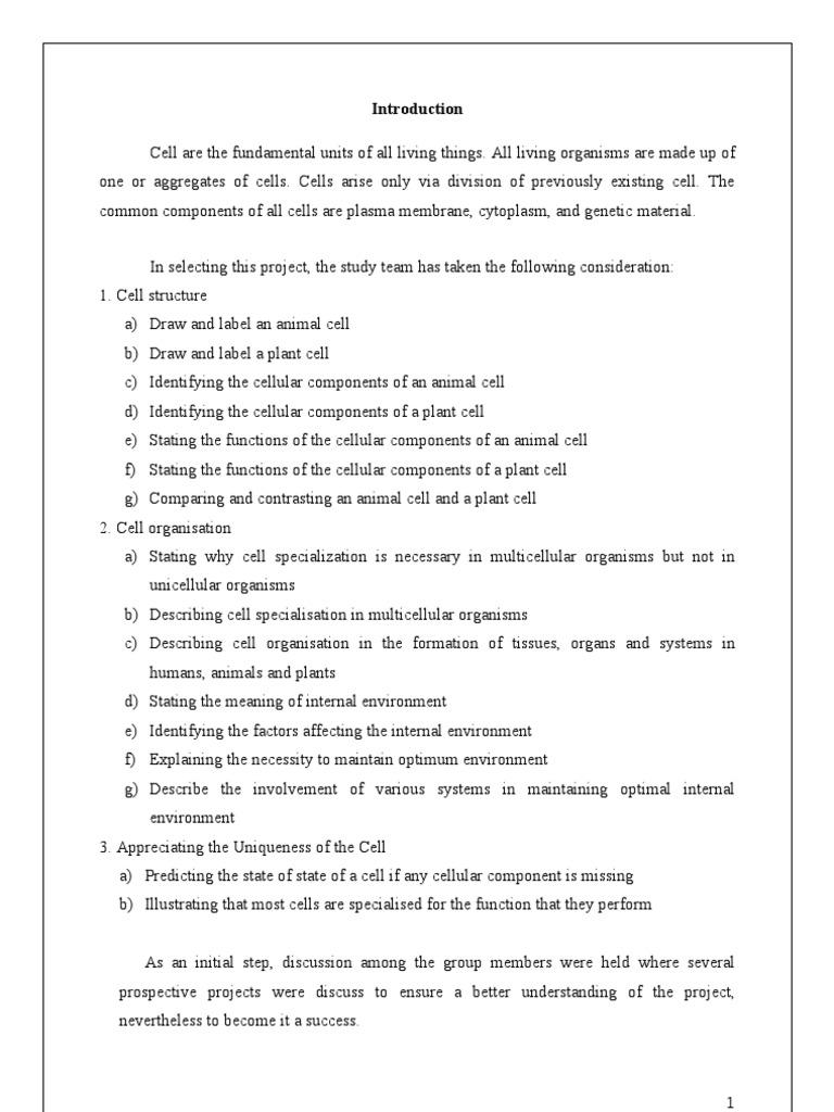 FOLIO: Biology Form 4 Chapter 2: Cell Structure and Organisation | PDF ...