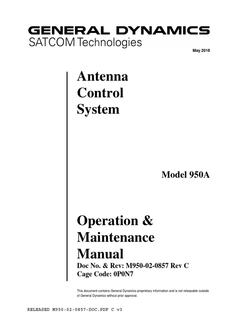 General Dynamics SATCOM Technologies Antenna Control System 950A | PDF | Safety | Transmission ...